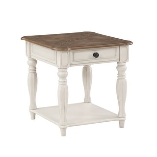 End Table in Oak & Antique White Finish - Bed Bath & Beyond - 37475993