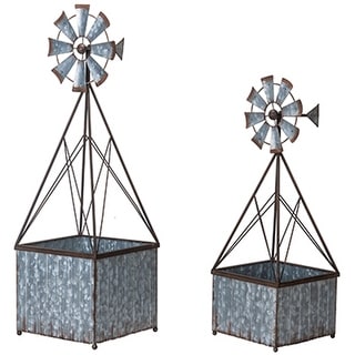 A&B Home Metal Windmill Outdoor Planter - Set of 2 - Bed Bath & Beyond ...