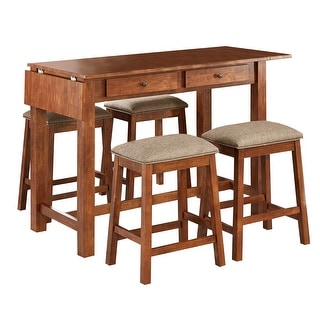 GTU Furniture 5-Piece Elegant Wood Veneer Counter High Top Kitchen ...