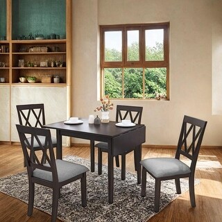 5pcs Small Kitchen Dining Set with Drop Leaf Dining Table and 4 Dining ...
