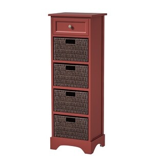 Red Storage Cabinet, Accent Cabinet with Wicker Basket - Bed Bath ...