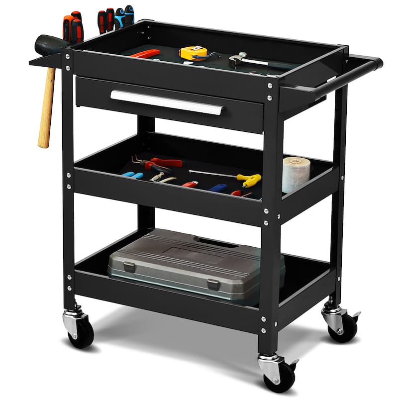 Service Tool Cart Tool Organizers 3-Tray Rolling Utility Cart Trolley ...