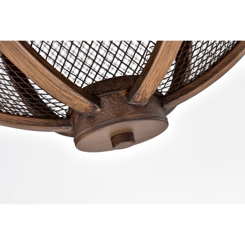 Clayton Rustic Wood Grain 3-Light Metal Bowl Mesh Shade Flush Mount ...
