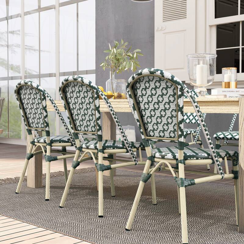 Portia French Metal Wicker Outdoor Bistro Chairs (Set of 2) by ...