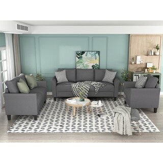 3 Pieces Sectional Sofa Sets Modern Polyester-blend Couch Seat ...