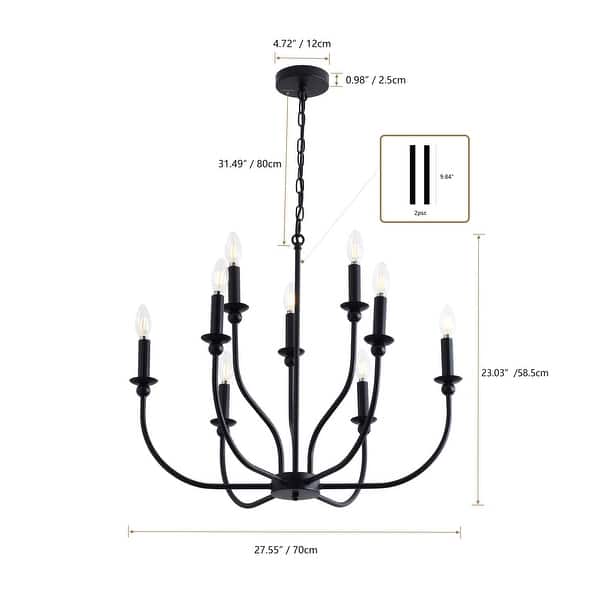 Modern Candle Style 9-Light Chandelier Fixture For Living Room Dining ...