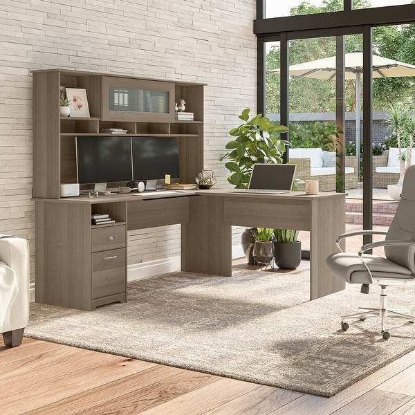 72W L shaped Computer Desk with Hutch and Drawers by Bush Furniture On Sale Bed Bath Beyond 20525457