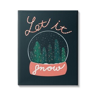 Stupell Let It Snow Seasonal Winter Globe Candy Cane Text Canvas Wall ...