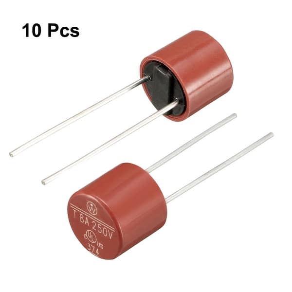 10Pcs DIP Mounted Miniature Cylinder Slow Blow Micro Fuse T8A 8A 250V ...