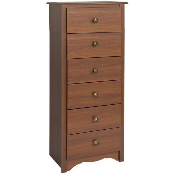 Tall 6 Drawer Lingerie Chest/Storage Chest with Wood Knobs in Cherry ...