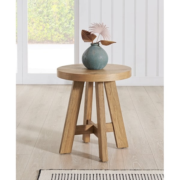 BoHo Modern Natural Wood Round End Table - Bed Bath & Beyond - 39031525