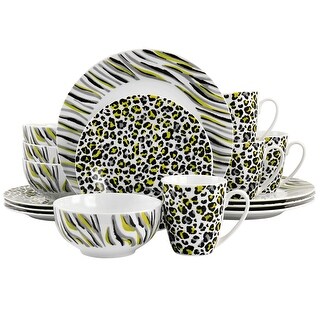 Gibson Home 16 Piece Fine Ceramic Safari Dinnerware Set - Bed Bath ...