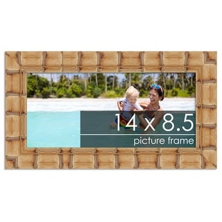 14x8.5 Bamboo Natural Complete Wood Picture Frame with UV Acrylic, Foam ...