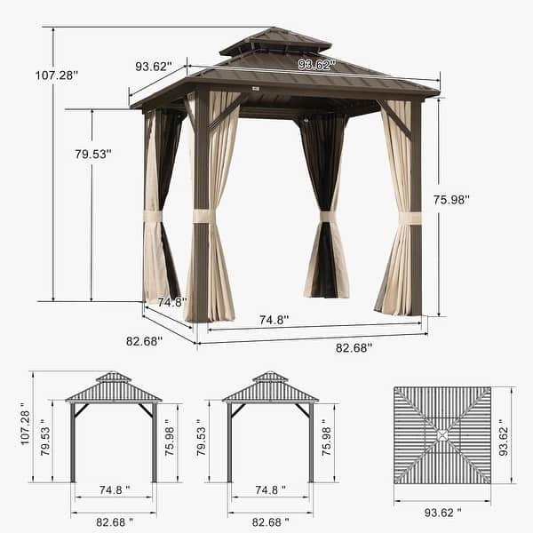 PURPLE LEAF Gazebo Outdoor Gazebo with Dual-Layer Galvanized Steel ...