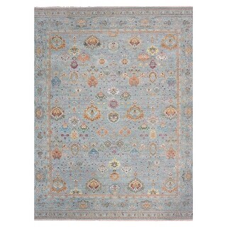Shahbanu Rugs Mirage Gray Wool Hand Knotted Sultanabad Reimagined Leaf ...