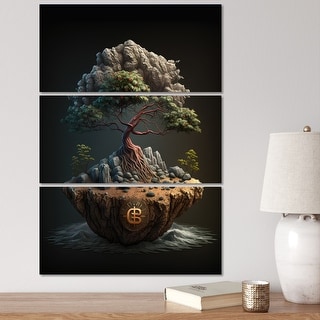 Designart "Bonsai Tree On Rocks II" Tree Bonsai Canvas Art Print - 3 ...