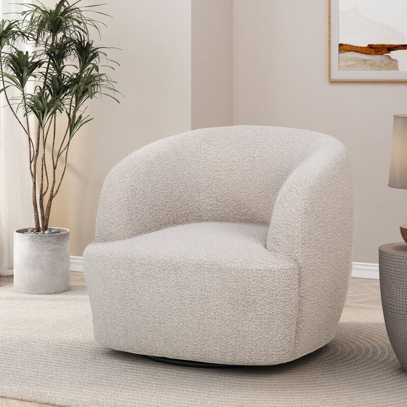 Mokena Textured Boucle Upholstered Swivel Club Chair by Christopher ...