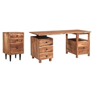 Sienna 2-piece Live Edge Solid Wood Desk Set - Bed Bath & Beyond - 42880590