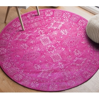 Hand-tufted Wool Pink Traditional Oriental Overdyed Rug - Bed Bath ...