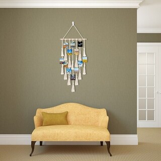 Hanging Photo Display Wall Hanging with 30 Wood Clips Ivory - Bed Bath ...