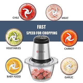 Milex Compact 300W Food Processor – Electric Meat Grinder & Vegetable Chopper with 3L Glass Cup ...