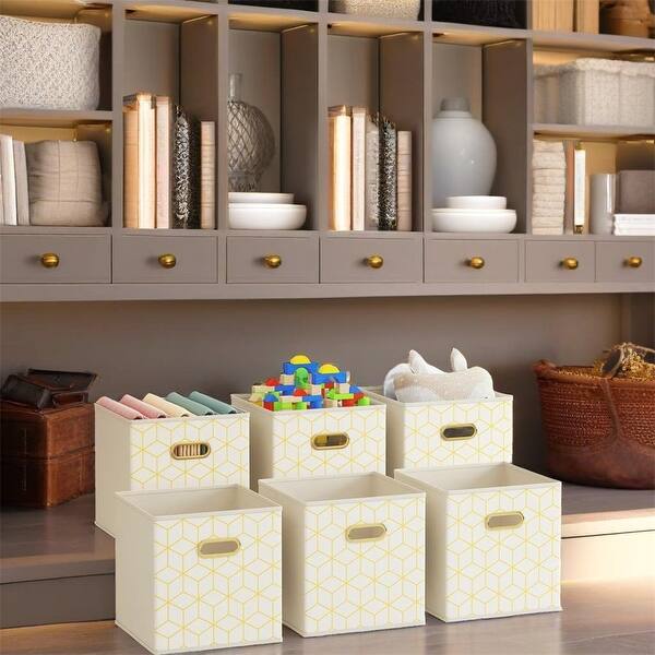 11 Inch 6 Pack Fabric Storage Cubes with Oval Grommets - Bed Bath ...