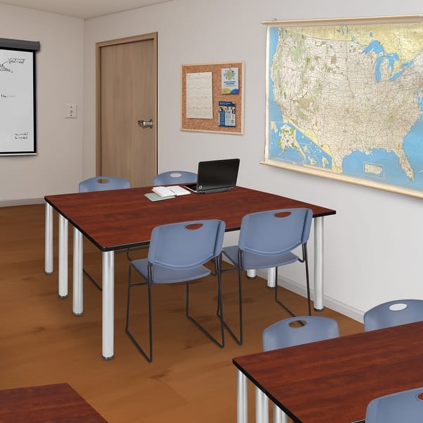 Kee Chrome 66-inch x 24-inch Training Table with 2 Blue Zeng Stack ...