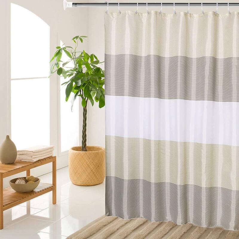 Gold Brown White Neutral Stripes Cloth Fabric Set, 36" W×72" H Inches ...