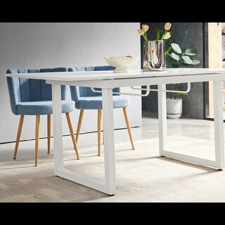 71 in. MDF Extendable Dining Table with Metal Legs - 70.85'' x 31.5'' x ...