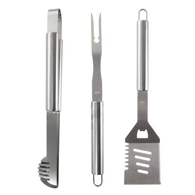 Gibson Home Canyon 3Pc Stainless Steel BBQ Tool Set in Brushed Silver ...