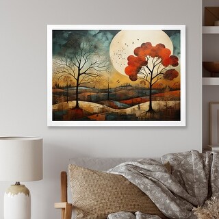 Designart "Orange Teal Native American Essence I" Native American ...