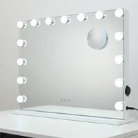 VANITII Large Hollywood Makeup Vanity Mirror with 15 LED Bulbs 3 Lights Adjustable USB Charging ...
