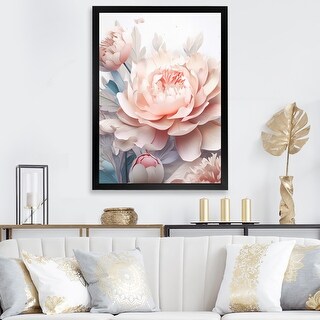 Designart "Pink White Peonies Celebration" Floral Peony Framed Wall Art ...