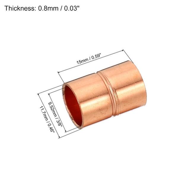 10x 3/8" Straight Copper Coupling Sweat End Welding Joint Pipe Fitting ...