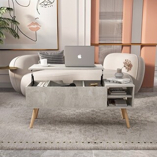 Lordear Liftable Table Top Coffee Table with Solid Wood Legs Support ...