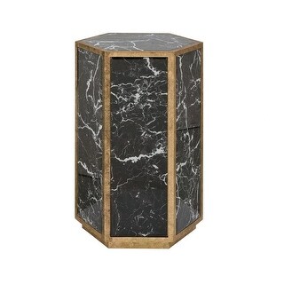 Davenport Cloisters - 25 Inch Accent Table Black Marble/Gold - Bed Bath ...
