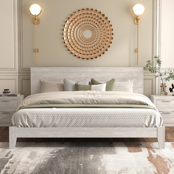 GALANO Layton Wood Frame King Platform Platform Bed with Headboard ...