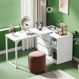 Adjustable L-Shaped Vanity Desk with Storage - Bed Bath & Beyond - 43588409