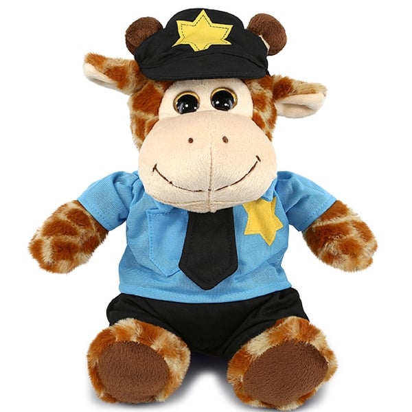 DolliBu Sitting Giraffe Police Officer Plush with Cop Uniform and Cap ...