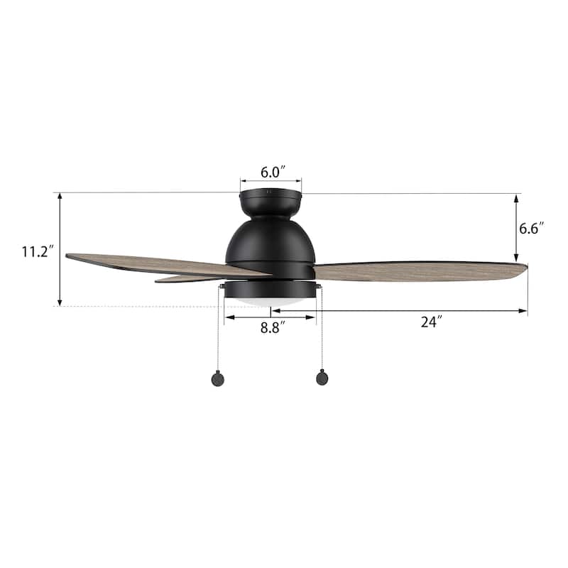 Reed 48-inch Indoor Ceiling Fan with Pull Chain,Dimmable LED Light Kit ...