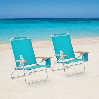 2-Pack Wood Arm Reclining Comfort Height Beach Chair - Bed Bath ...
