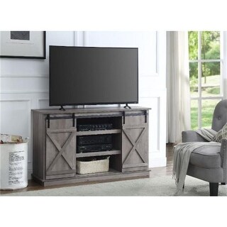 Industrial Style 54" TV Stand With 3 Media Compartments & 2 Sliding ...