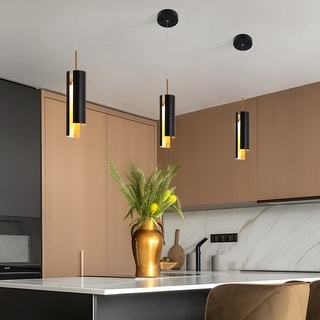 1-Light Modern LED Black Gold Kitchen Island Pendant Lights for Dining ...