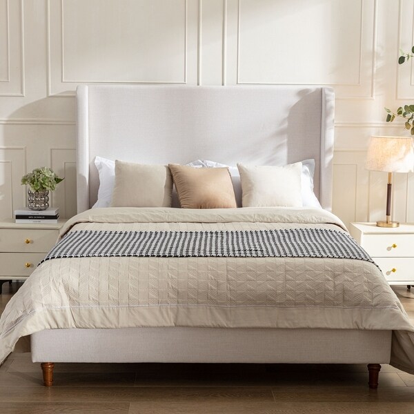 Tall white queen bed frame store