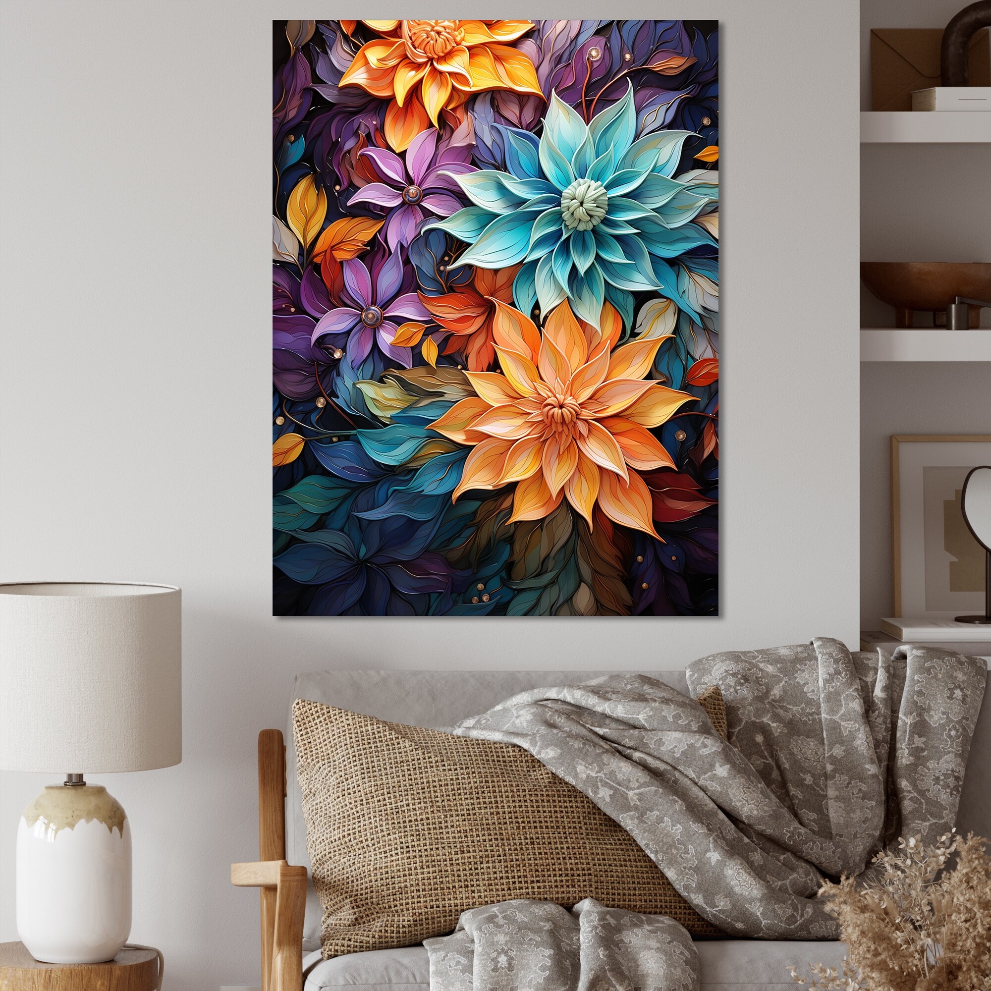 Designart "Opt Art Radiant Spectrum I" Op Art Canvas Art Print - Bed ...