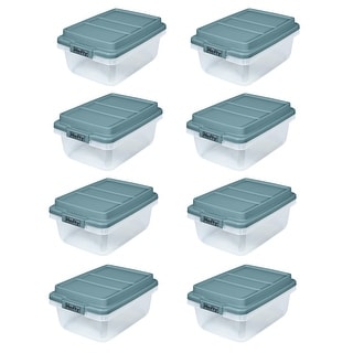 Hefty 18 Qt Hi-Rise Stackable Plastic Storage Bin with Lid, 8 Pack ...