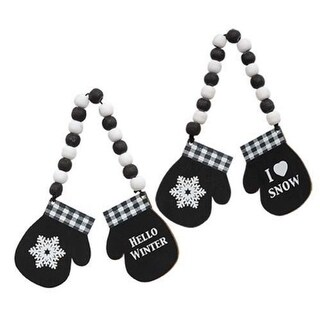 Hello Winter Beaded Hanging Mittens 2 Asstd. - 2.75" high by 13" across ...