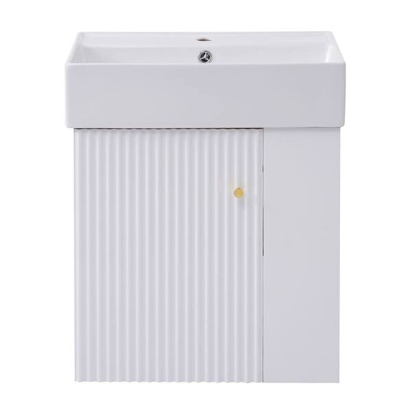 21.6 inch Modern Floating Bathroom Vanity with Ceramic Basin - Perfect ...