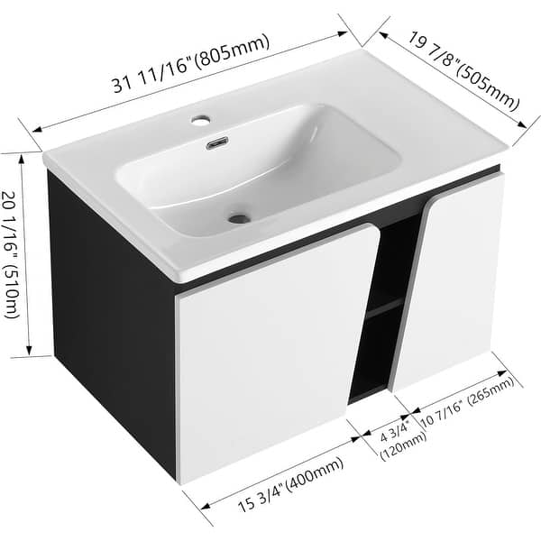 BNK 28/ 32/36/40 Inch Single Sink Bathroom Vanity with Soft Close Door ...
