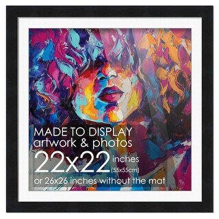 22x22 Frame Black With White Picture Mat For 22x22 Print Or 26x26 Art ...